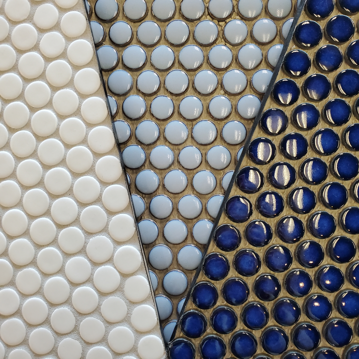 LAU 1" Penny Round Sky Blue Porcelain Mosaic - Tile for Less Utah