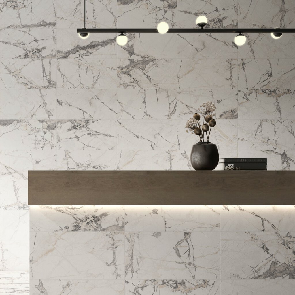 LAU 12x24 Ibiza White Porcelain Marble Tile - Tile for Less Utah